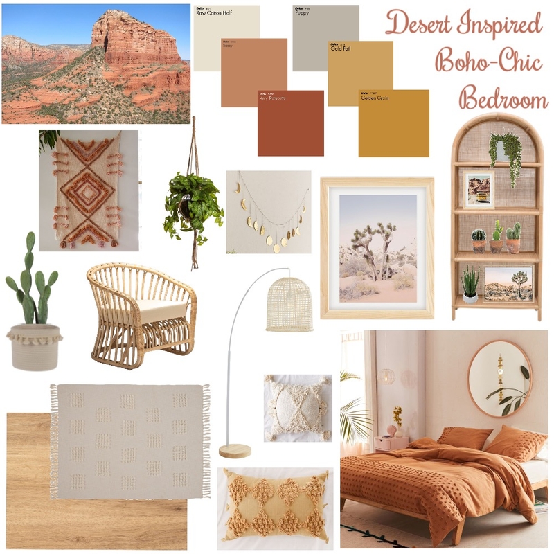 Desert Inspired Boho Chic Bedroom Interior Design Mood Board by ...