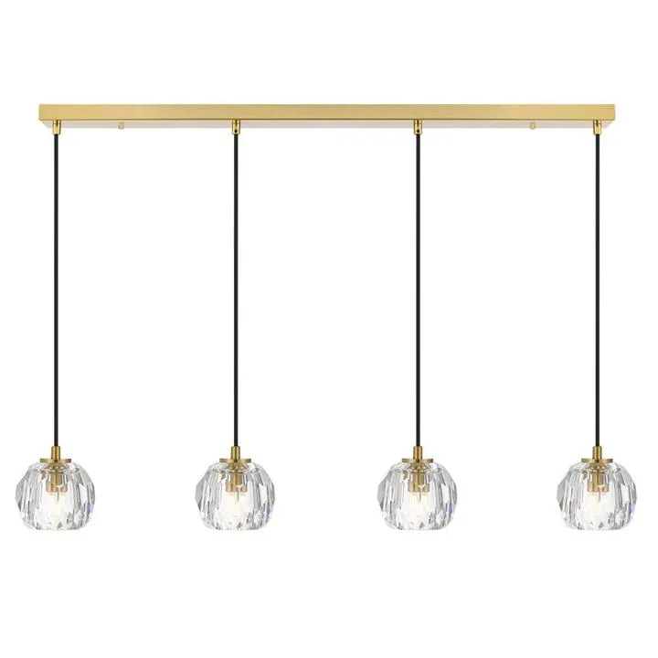 Zaha Glass LED Bar Pendant Light, Antique Gold by Telbix - Style Sourcebook