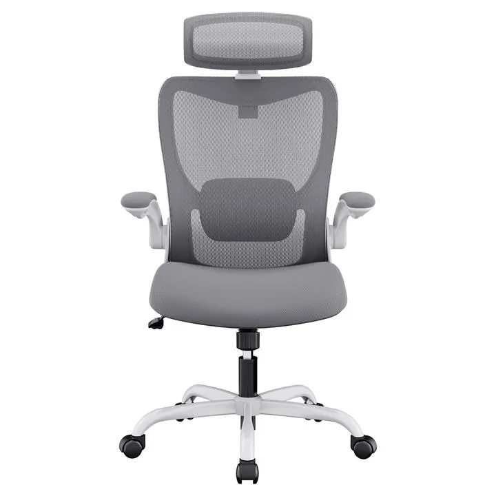 Mona Fabirc Ergonomic Flipped Armrest High Back Task Chair, White / Grey by Modish - Style ...