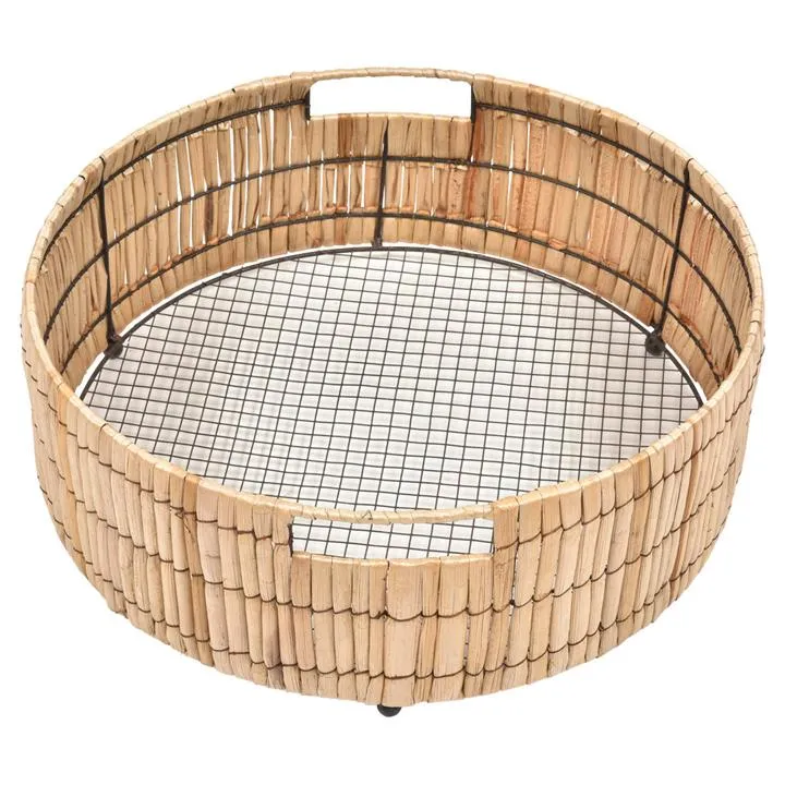 Oasis Rush Grass & Iron Round Tray by Casa Uno - Style Sourcebook