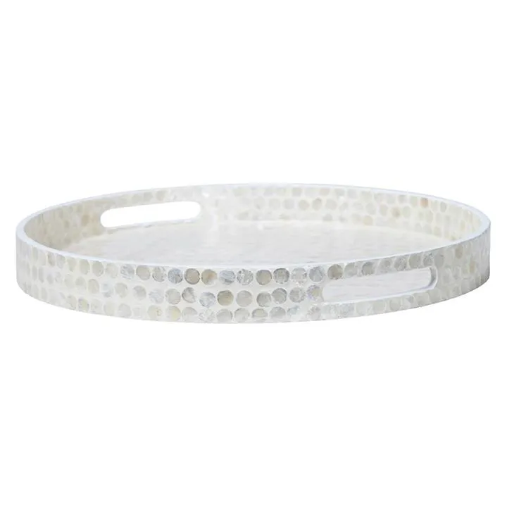 Cebu Capiz Shell Round Serving Tray, Pearl by Casa Sano - Style Sourcebook