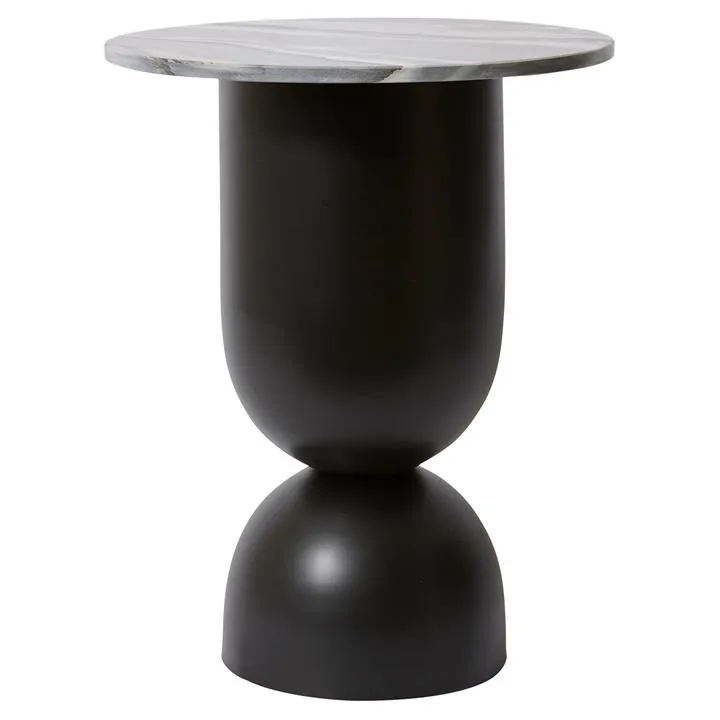 Jax Marble & Iron Round Side Table, Style A, Black by Elme Living - Style Sourcebook