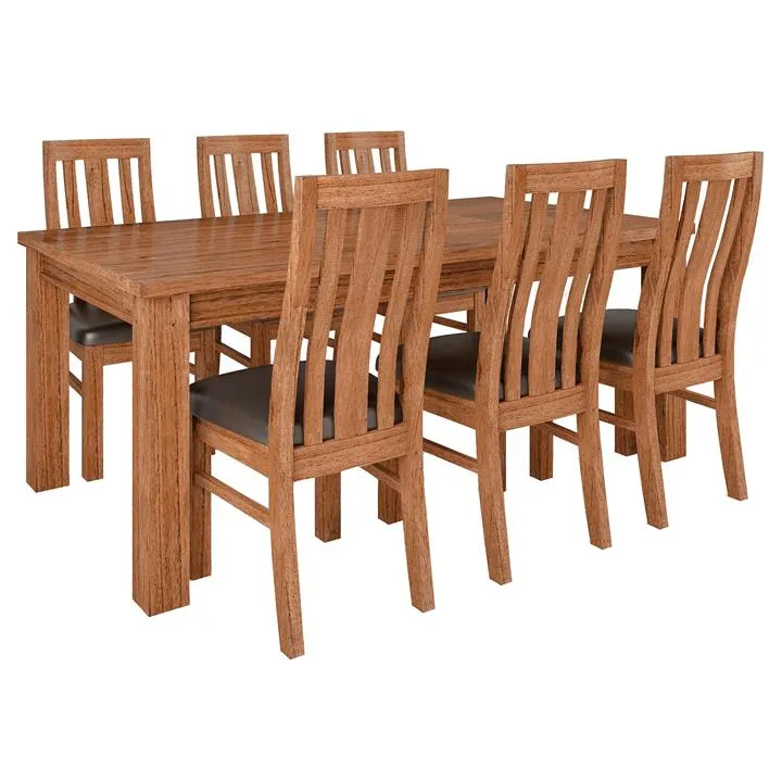 Cooper 7 Piece Mountain Ash Timber Dining Table Set, 190cm by Dodicci ...