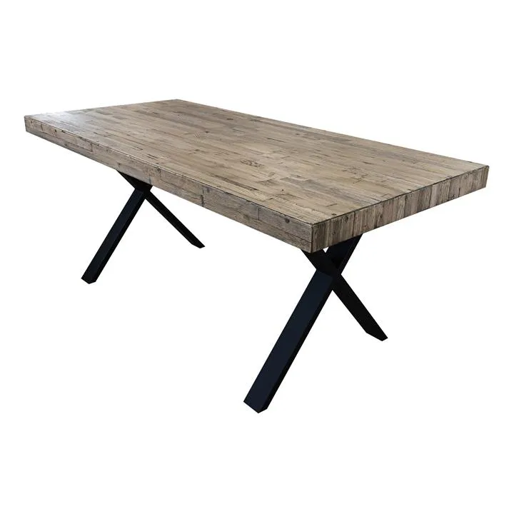 Killarney Reclaimed Pine Timber & Steel Dining Table, 180cm by Dodicci ...