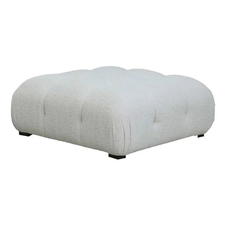 Hugo Boucle Fabric Square Ottoman, Vanilla by MRD Home - Style Sourcebook