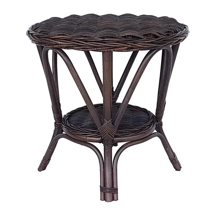 Holme Rattan Round Side Table, Dark Brown by ETC - Style Sourcebook