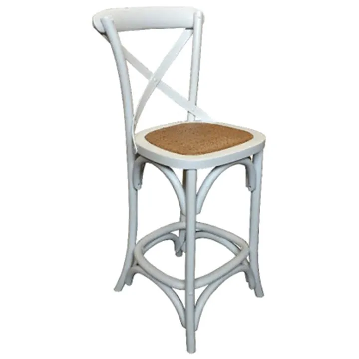 Bassel Timber Cross Back Counter Stool, White by Montego - Style Sourcebook