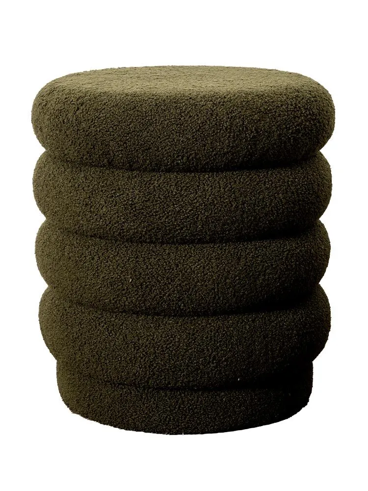 Lucia Round Boucle Stool Khaki by Urban Road - Style Sourcebook