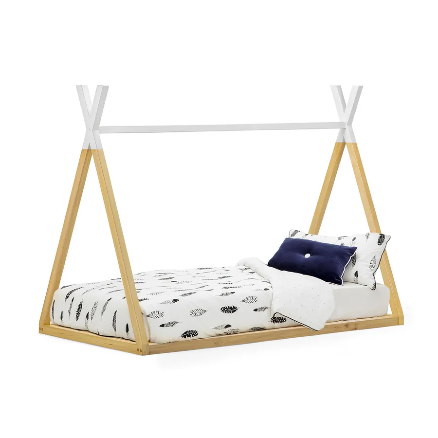 Teepee Kids Single Bed Frame, White & Natural Timber by L3 Home - Style ...