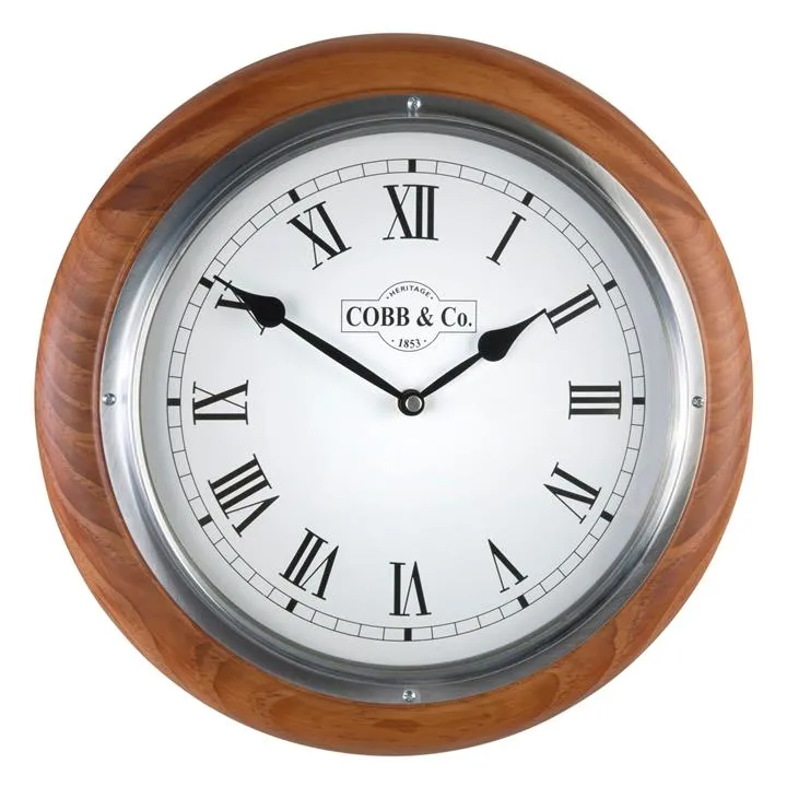 Cobb & Co. Railway Wall Clock, Roman Numerals, Medium, Satin Oak ...
