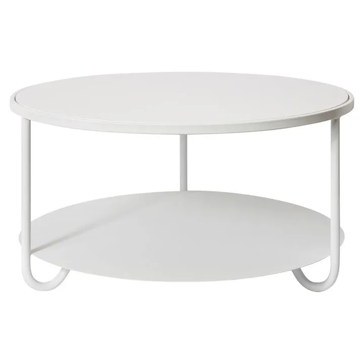 Cayden Wood & Metal Round Coffee Table, 75cm, White by Elme Living ...