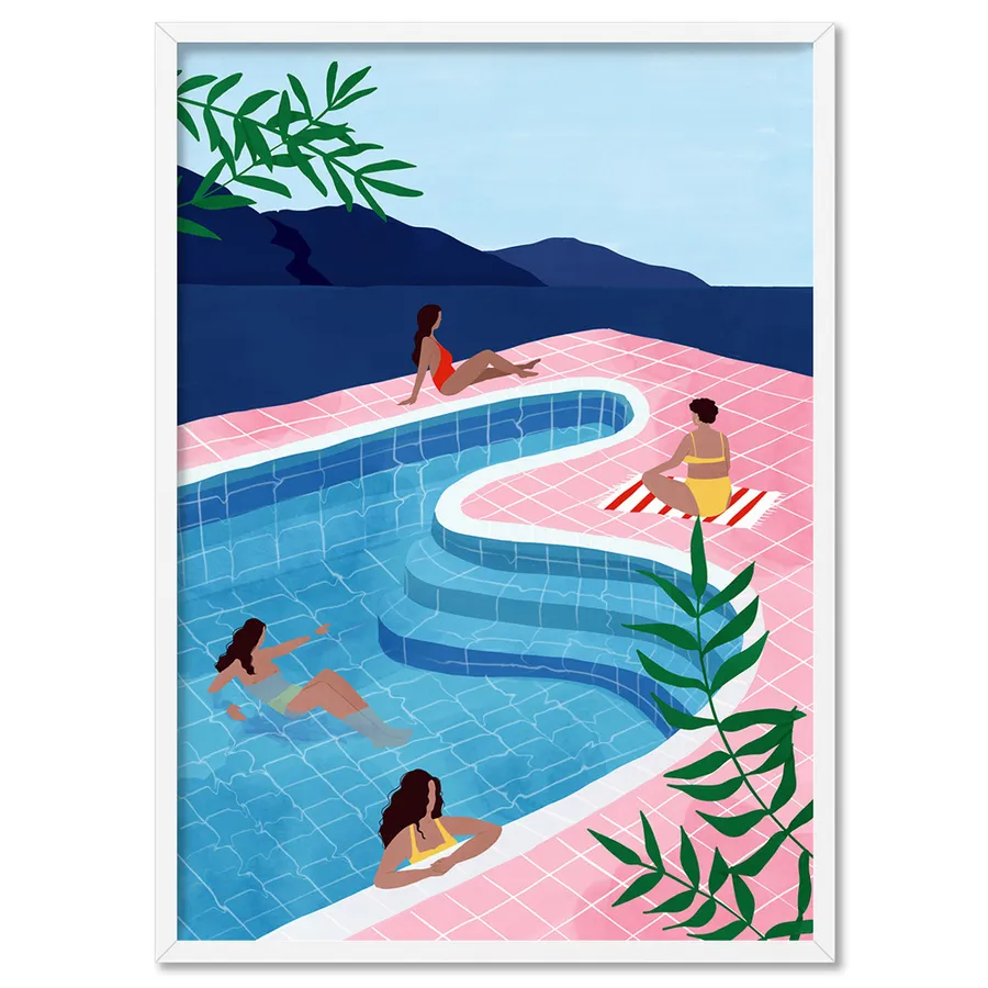 Poolside Chill Illustration - Art Print by Maja Tomljanovic by Print ...